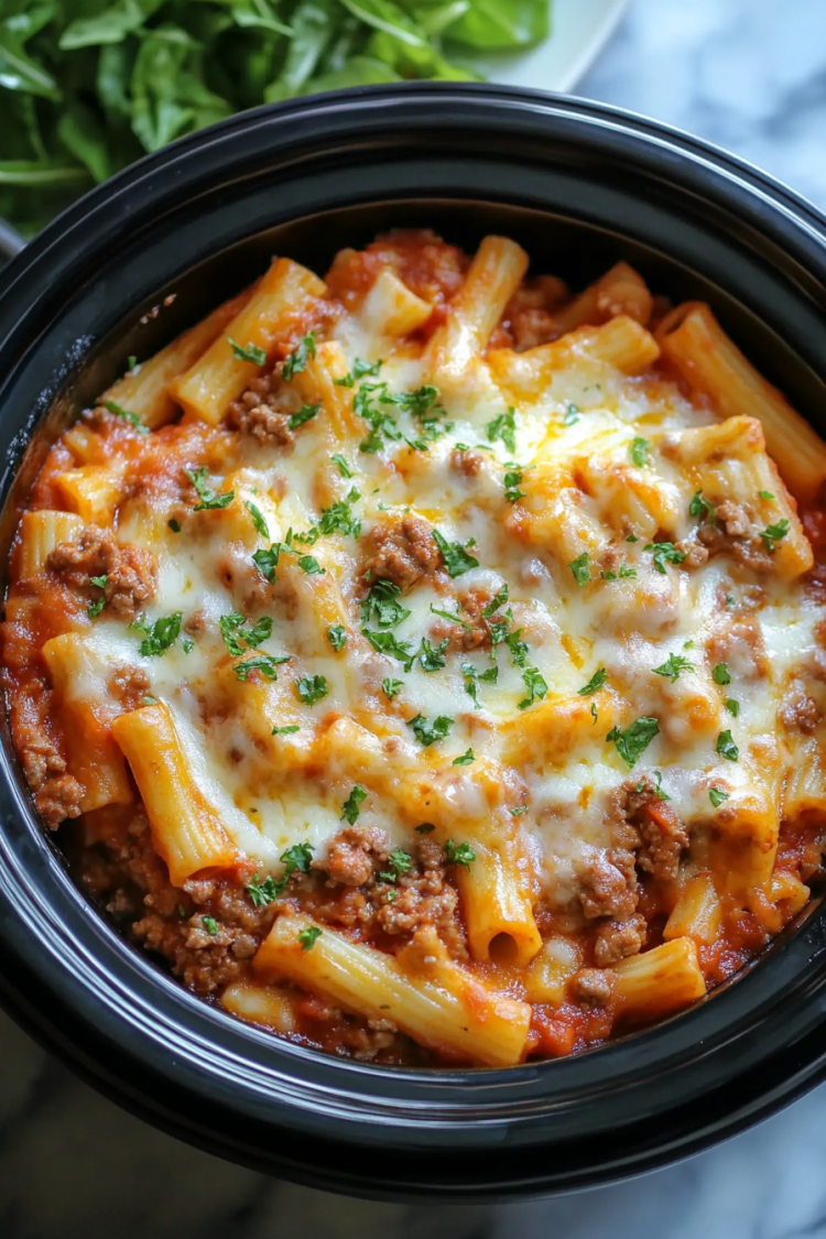 Slow Cooker Baked Ziti - An Organized Chaos
