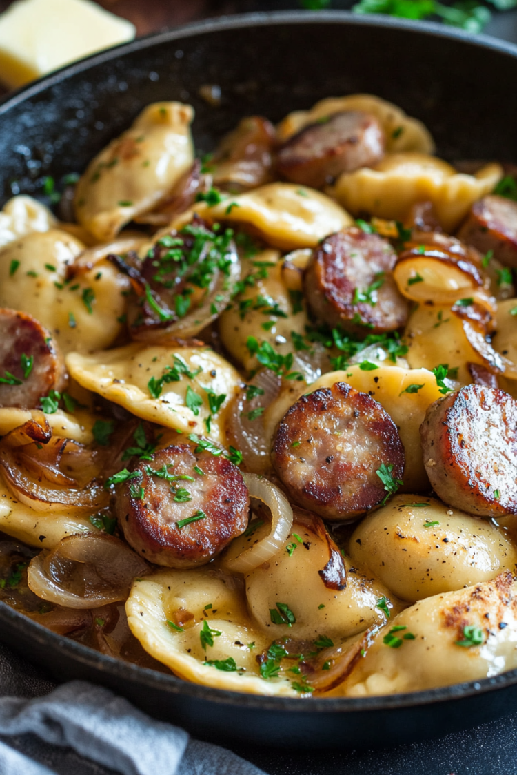 Classic Perogies and Sausage Skillet - An Organized Chaos