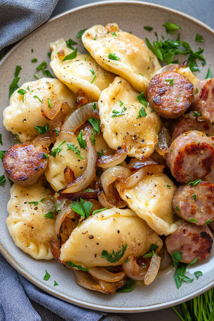 Classic Perogies and Sausage Skillet - An Organized Chaos