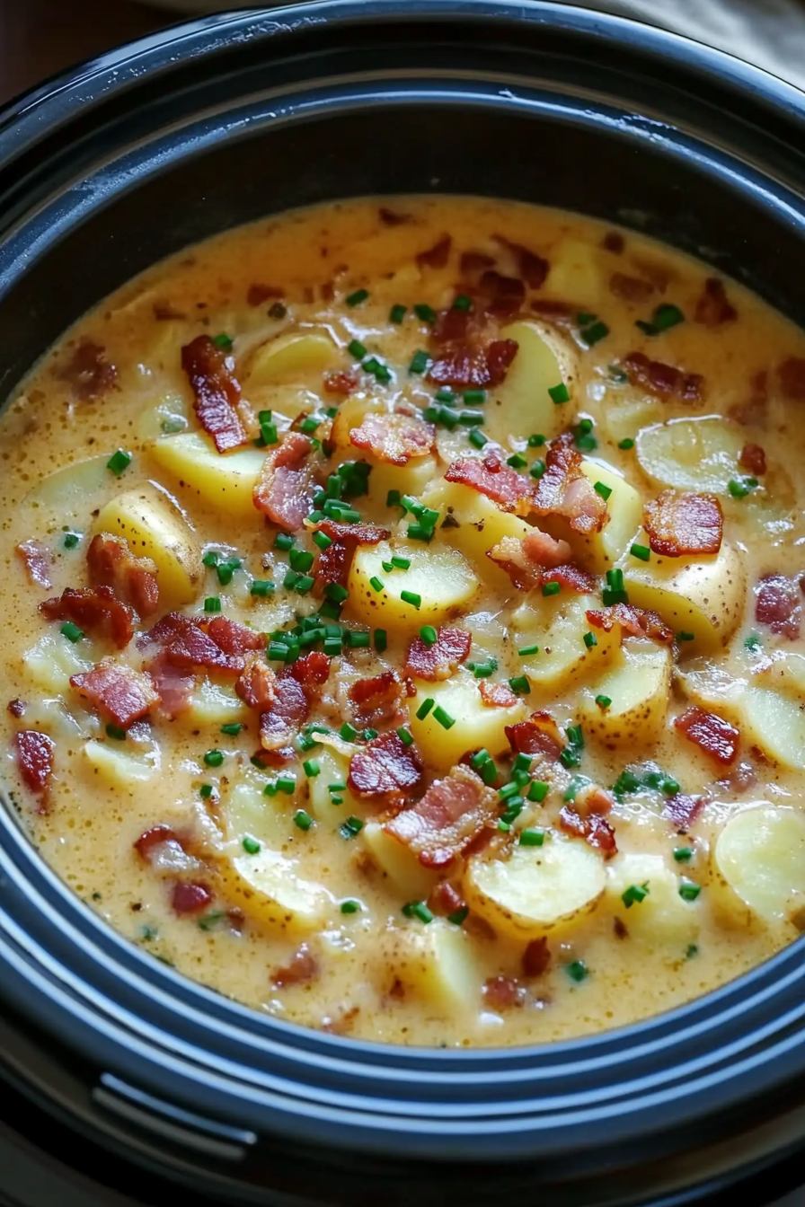 Slow Cooker Hearty Potato Bacon Chowder - An Organized Chaos