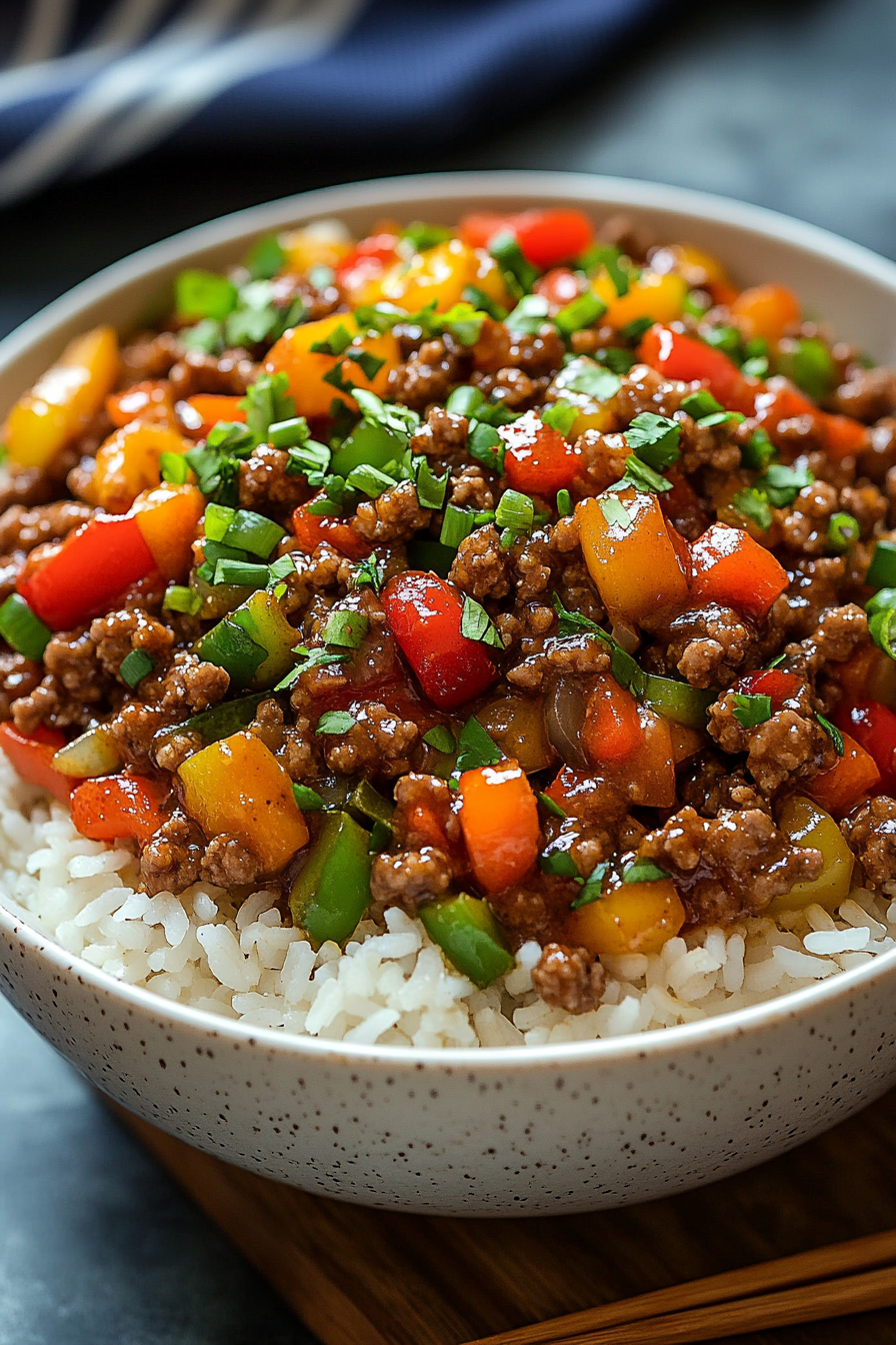 Beef and Pepper Rice Bowl - An Organized Chaos