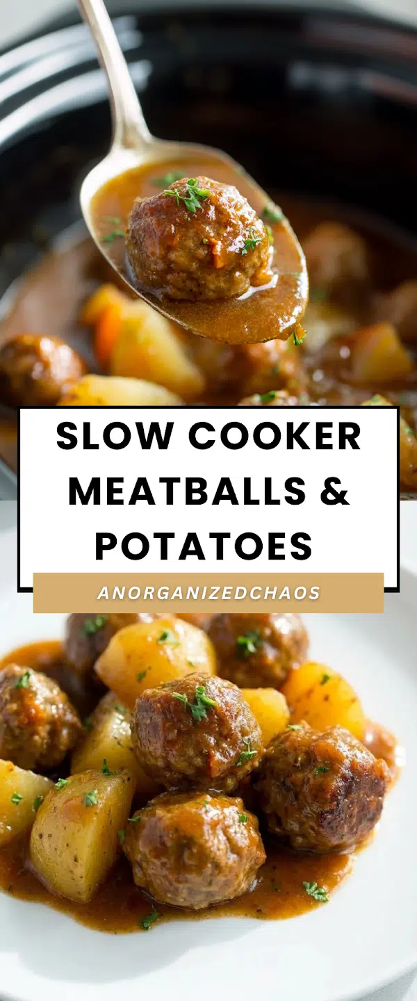 Slow Cooker Meatball and Potato Stew - An Organized Chaos