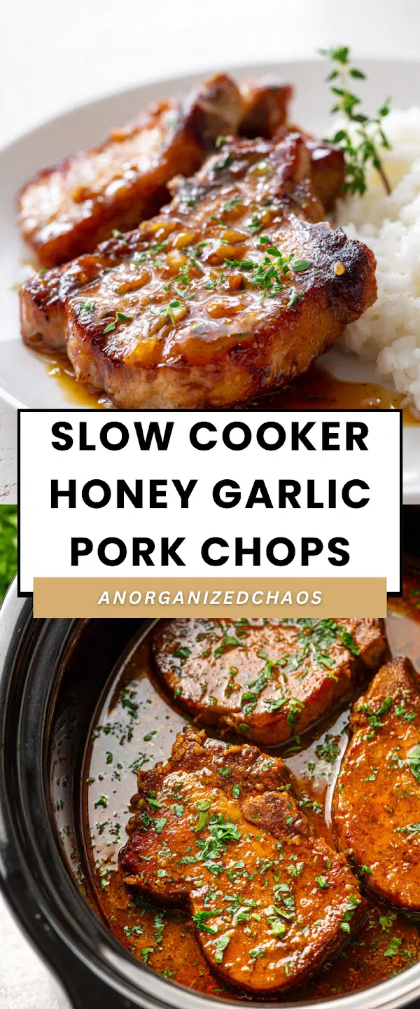 Slow Cooker Honey Garlic Pork Chops - An Organized Chaos