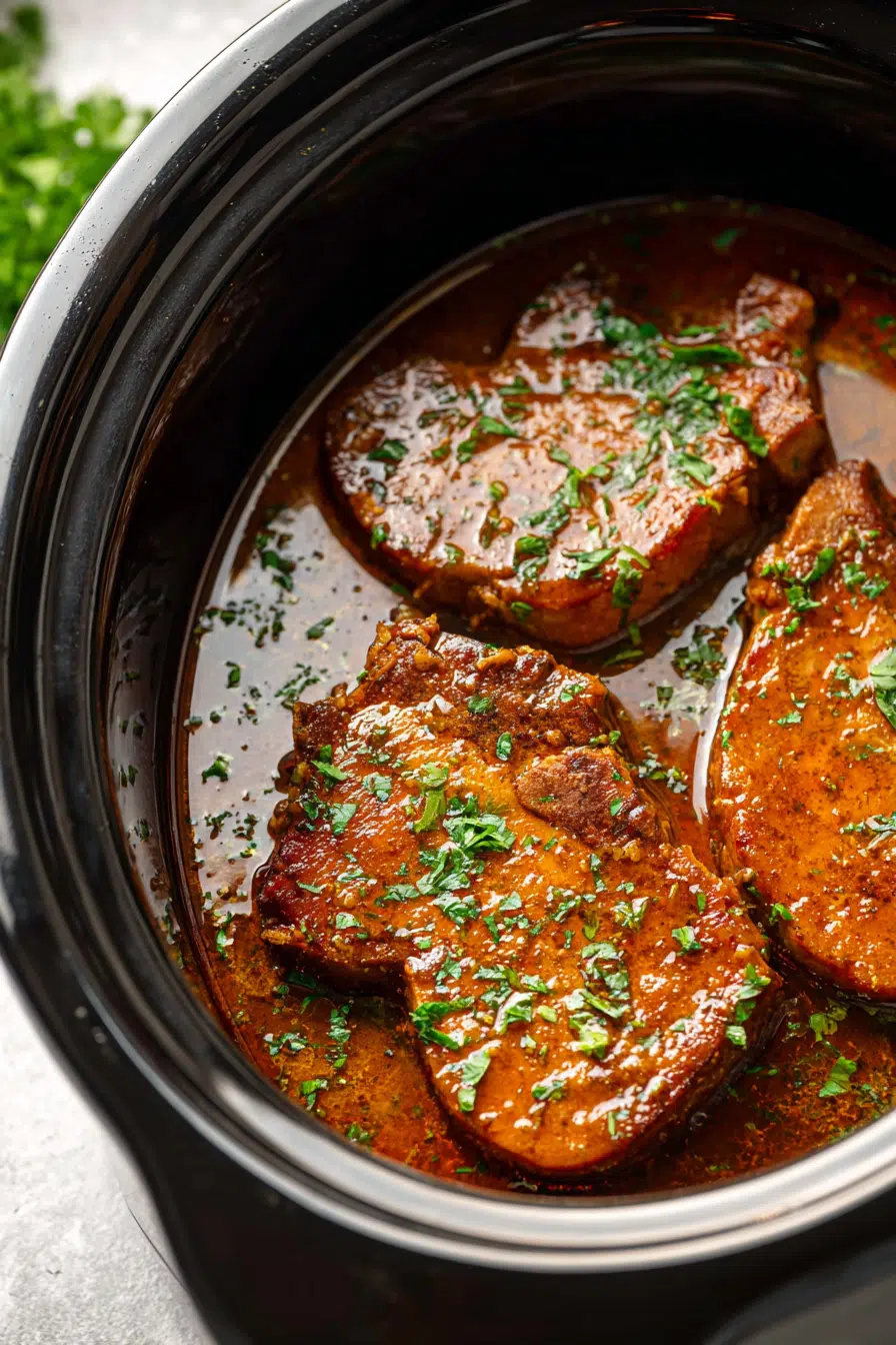 Slow Cooker Honey Garlic Pork Chops - An Organized Chaos