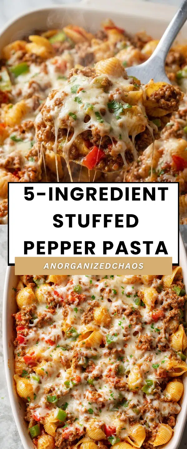 5-Ingredient Stuffed Pepper Pasta - An Organized Chaos