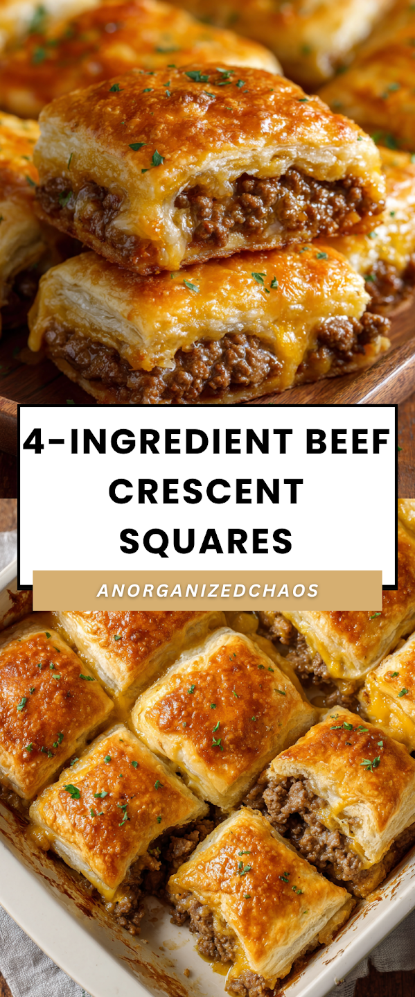 4-Ingredient Beef Crescent Squares - An Organized Chaos