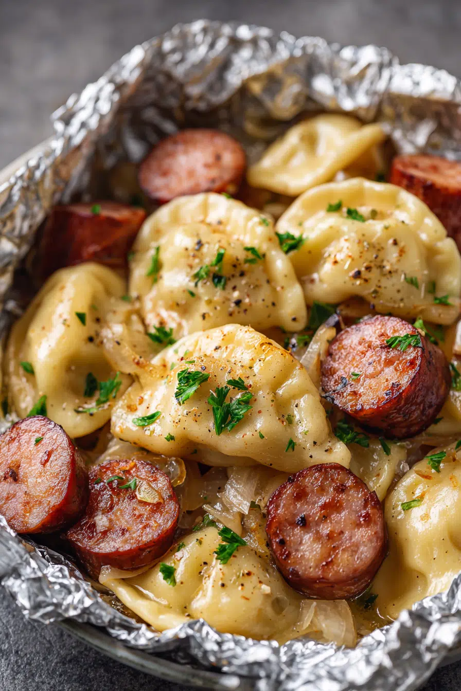 Crockpot Foil Packet Sausage and Pierogies - An Organized Chaos