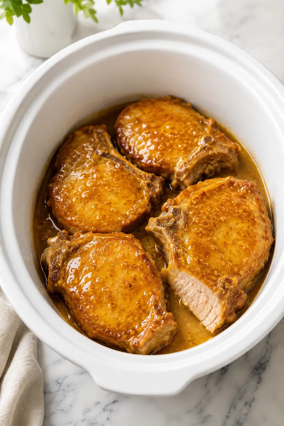 Slow Cooker 3-Ingredient Mustard Pork Chops - An Organized Chaos